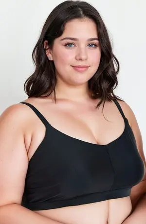 CALYPSA Adjustable Strap Clasp Swim Bra - Black