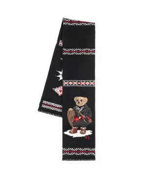 Polo Ralph Lauren Holiday Bear Intarsia Scarf - Black Multi