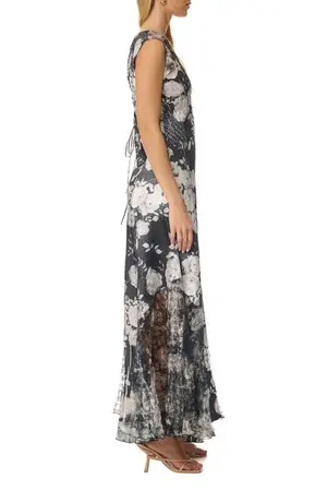 Komarov Charmuese Lace-up Maxi Dress