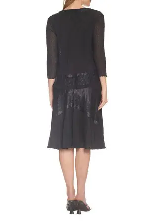 Komarov Lace Trim Charmeuse & Chiffon Tiered Dress With Jacket