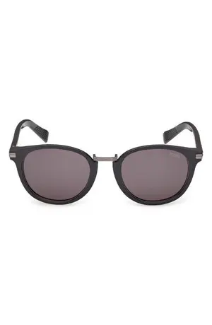 Zegna 51mm Round Sunglasses - Asphalt Grey/ruthenium Trim