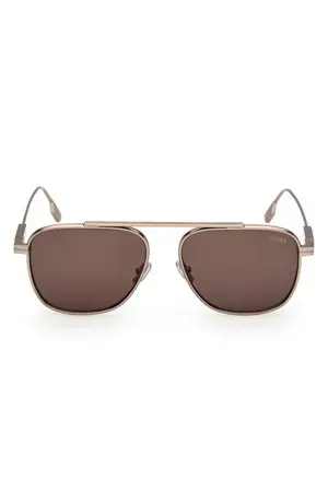 Zegna 57mm Geometric Sunglasses - Bronze/palladium/brown