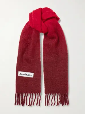 Acne Studios Fringed Appliquéd Felt Scarf - Red