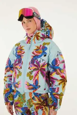 FARM RIO WHITESPACE Printed Hooded Puffer Ski Jacket