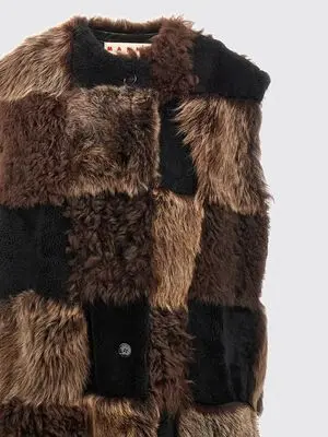 Marni Patchwork Fur Vest - Brown