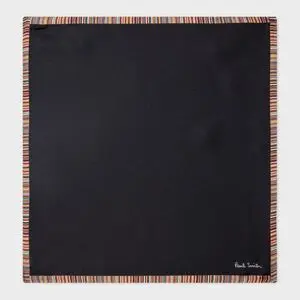 Paul Smith Signature Stripe' Silk Pocket Square - Black