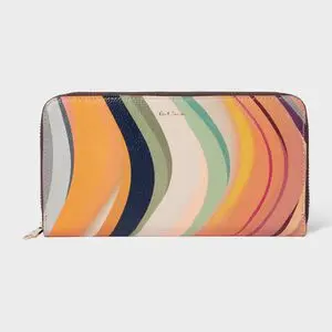 Paul Smith Dusky Swirl' Leather Large Zip-around Purse - Multicolour