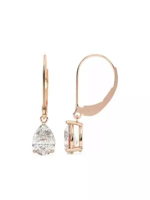 TILLA 14kt Gold Pear Diamond Dangling Earrings - Pink