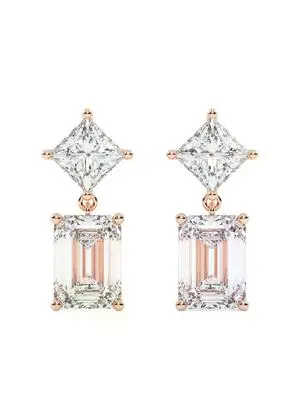 TILLA 14k Rose Gold Princess-cut Dangle Earrings - Pink