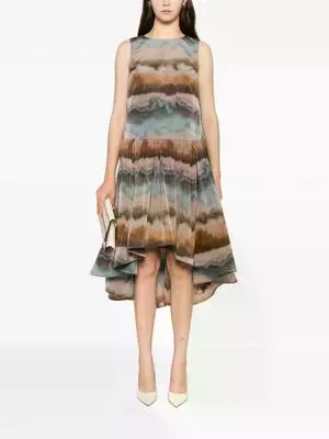 Amsale Printed Taffeta High-low Dress