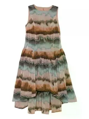 Amsale Printed Taffeta High-low Dress - Neutrals