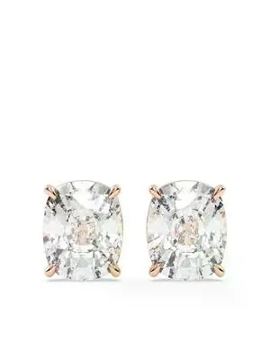 TILLA 14kt Rose Gold Diamond Cushion Earrings - White