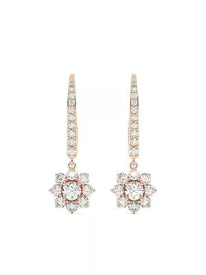 TILLA 14kt Gold Flower Design Diamond Earrings - White