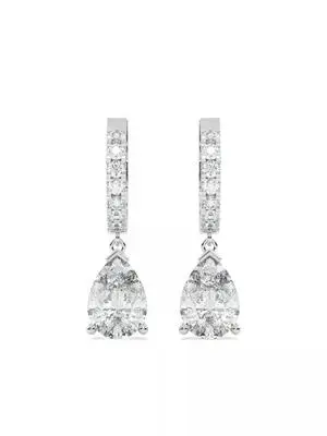 TILLA 14kt White Gold Pear-cut Diamond Dangle Earrings - Silver