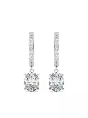 TILLA 14kt White Gold And Diamond Hoop Earrings - Silver