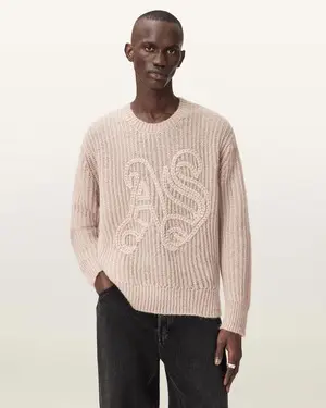 ALLSAINTS Chainy Embroidered Sweater Brown