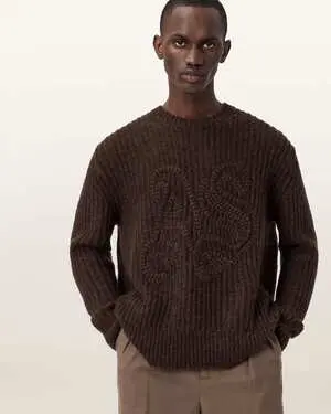 ALLSAINTS Chainy Embroidered Sweater - Brown