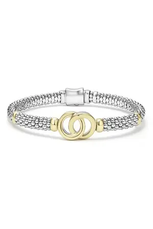 Lagos Signature Caviar Two-tone Interlocking Bracelet - Gold