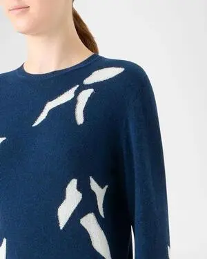 Akris Whitecaps Intarsia Knit Sweater - Denim-ecru