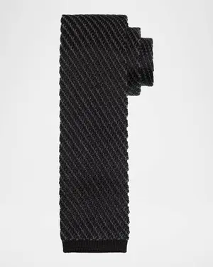 Brioni Silk Textured Knit Tie - Flannel