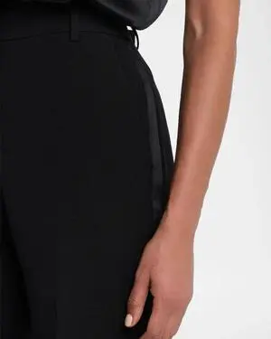 Lafayette 148 New York Gates Tuxedo Stripe Wool-silk Pants - Black