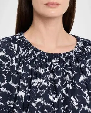 Michael Kors Floral-print Cotton Top - Midnight