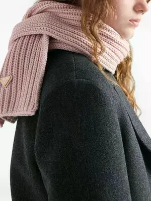 Prada Enameled Triangle Rib Knit Scarf - Pink