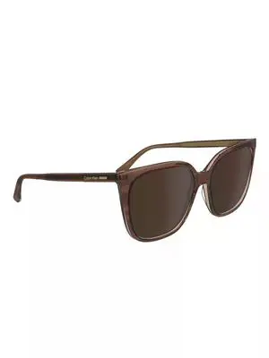 Calvin Klein Striped Acetate Square Sunglasses