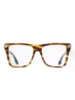Victoria Beckham Striped Rectangle Glasses - Brown