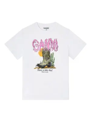 GANNI Organic Cotton T-shirt - White