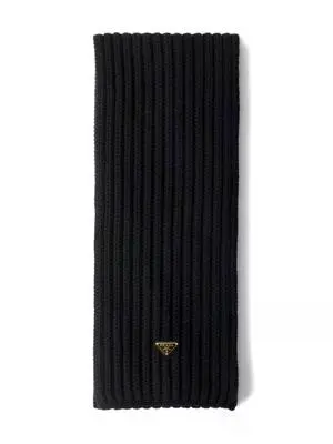 Prada Enameled Triangle Knit Scarf - Black