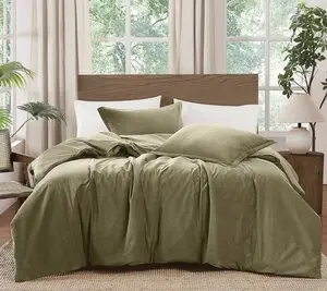 BROOKLYN LOOM Matte Cotton Velvet 3-piece King Comforter Set - One-color