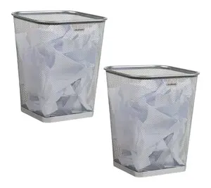 MIND READER Set Of 2 Mesh Trash Cansquare Waste Basket - One-color