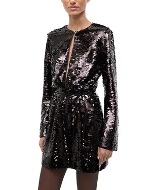 Staud Fifi Sequined Front Slit Dress