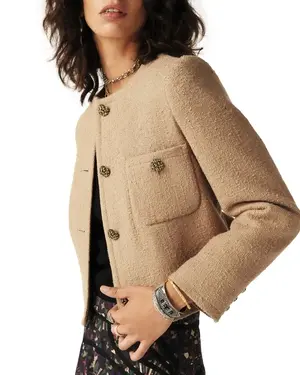 Ba&sh Meredith Cropped Boxy Jacket - Camel