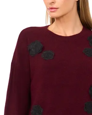 CECE DUPRAZ Flower Applique Crewneck Sweater