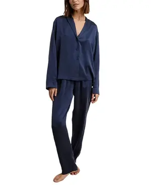 Lunya Silk Long Sleeve Pant Set - Deep Blue