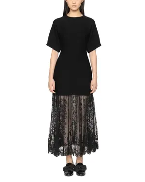 Sea Diane Knit Lace Dress - Black