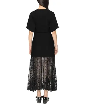 Sea Diane Knit Lace Dress - Black