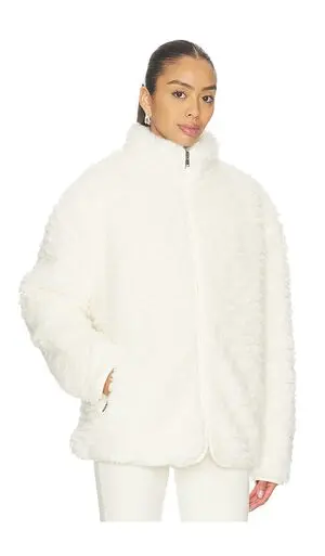 SKIMS Faux Fur Zip Up Mock Neck Jacket - Egret