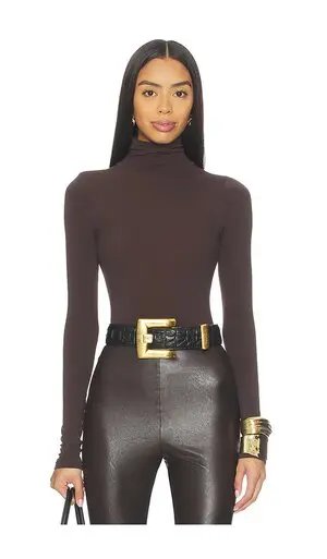 Commando Ballet Turtleneck Bodysuit In Brown - Espresso