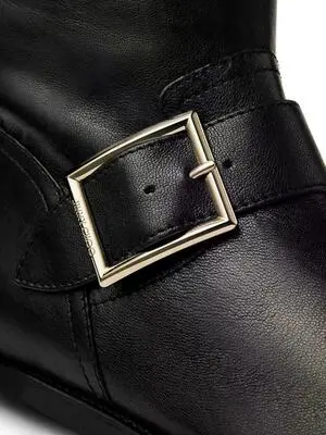 JIMMY CHOO Biker Mid Buckled Boots - Black