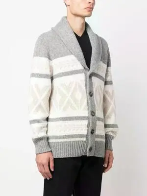 Brunello Cucinelli Pattern-intarsia Knitted Cashmere Cardigan
