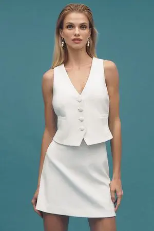 Bhldn Tailored Crepe Vest Top - White