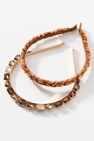 Anthropologie Set Of Two Gemstone Headbands - Auburn