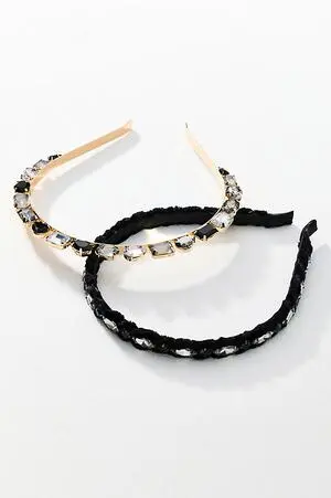 Anthropologie Set Of Two Gemstone Headbands - Black