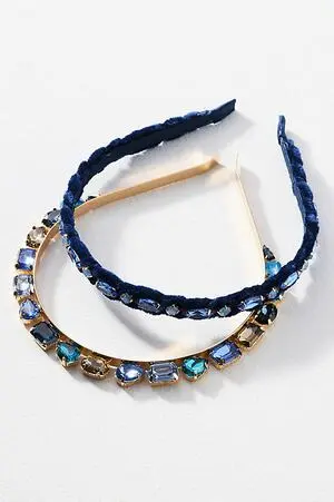 Anthropologie Set Of Two Gemstone Headbands - Blue
