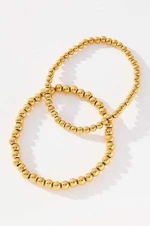 Anthropologie Water-resistant Beaded Stretch Bracelet - Gold