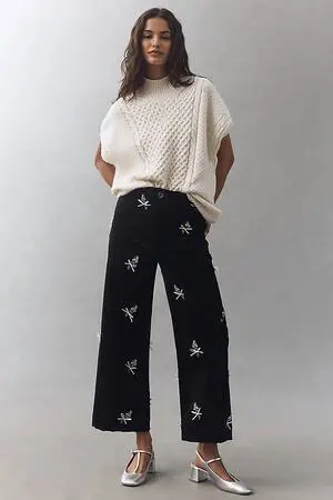 Maeve Colette 3d Bouquets Crop Pants