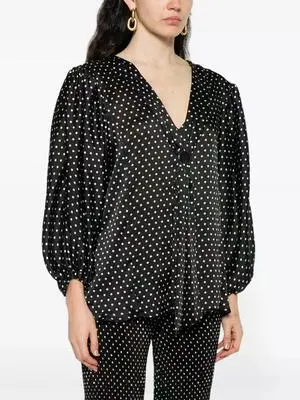 SIMONA CORSELLINI Polka-dot Tie-neck Top